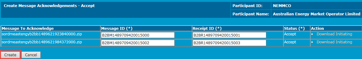 Acknowledge or reject messages